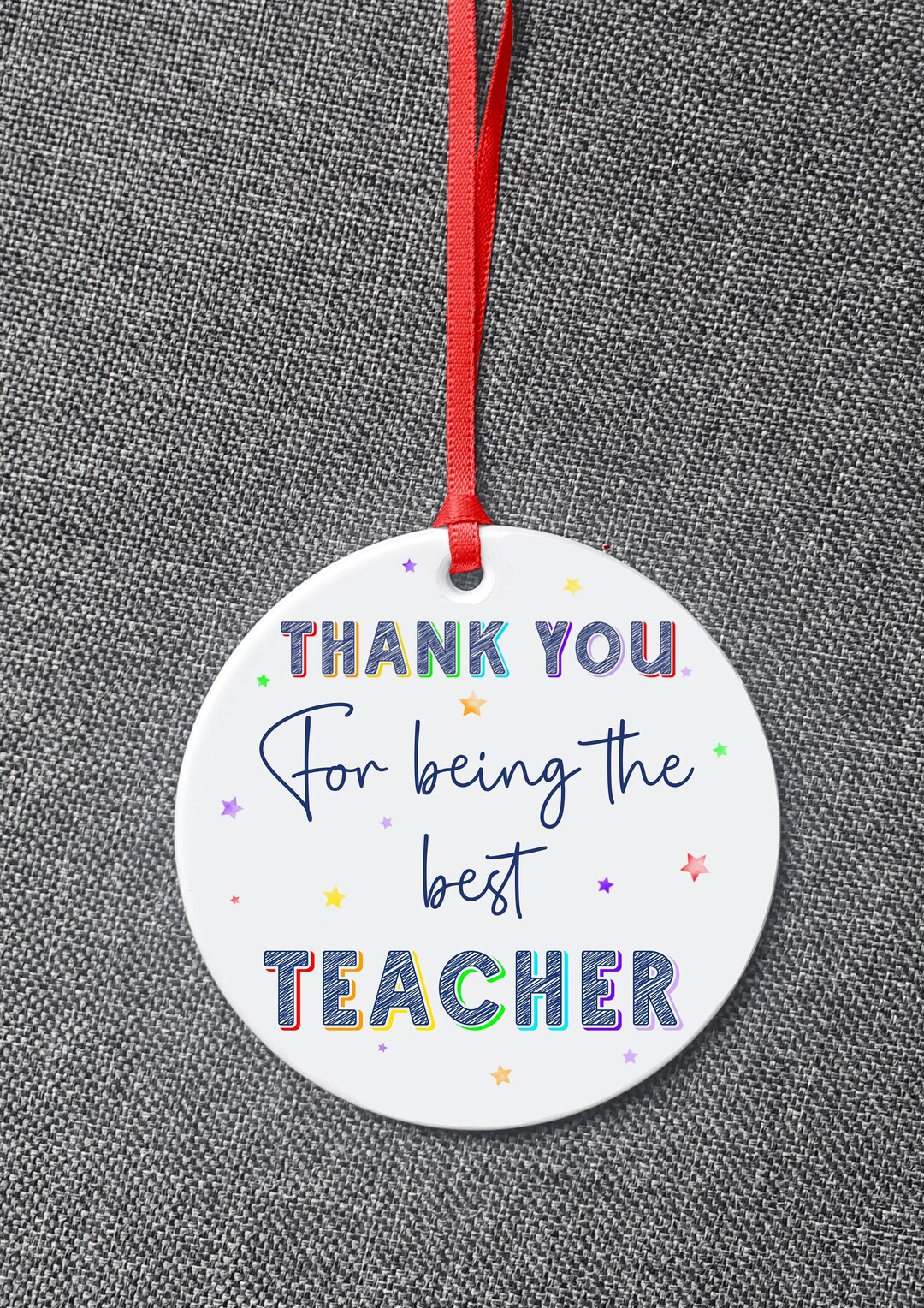 Personalised Teacher gift, hanging polymer decoration, thank you ...