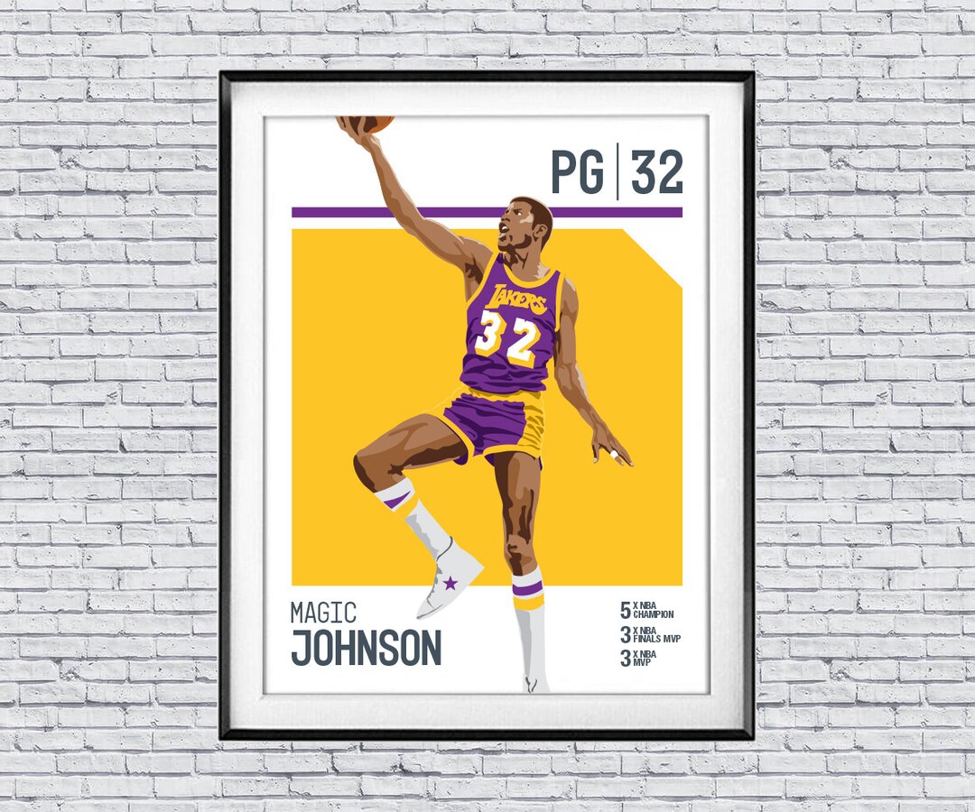 MAGIC JOHNSON Art Print, Vector Illustration Poster, Pop Surrealism ...