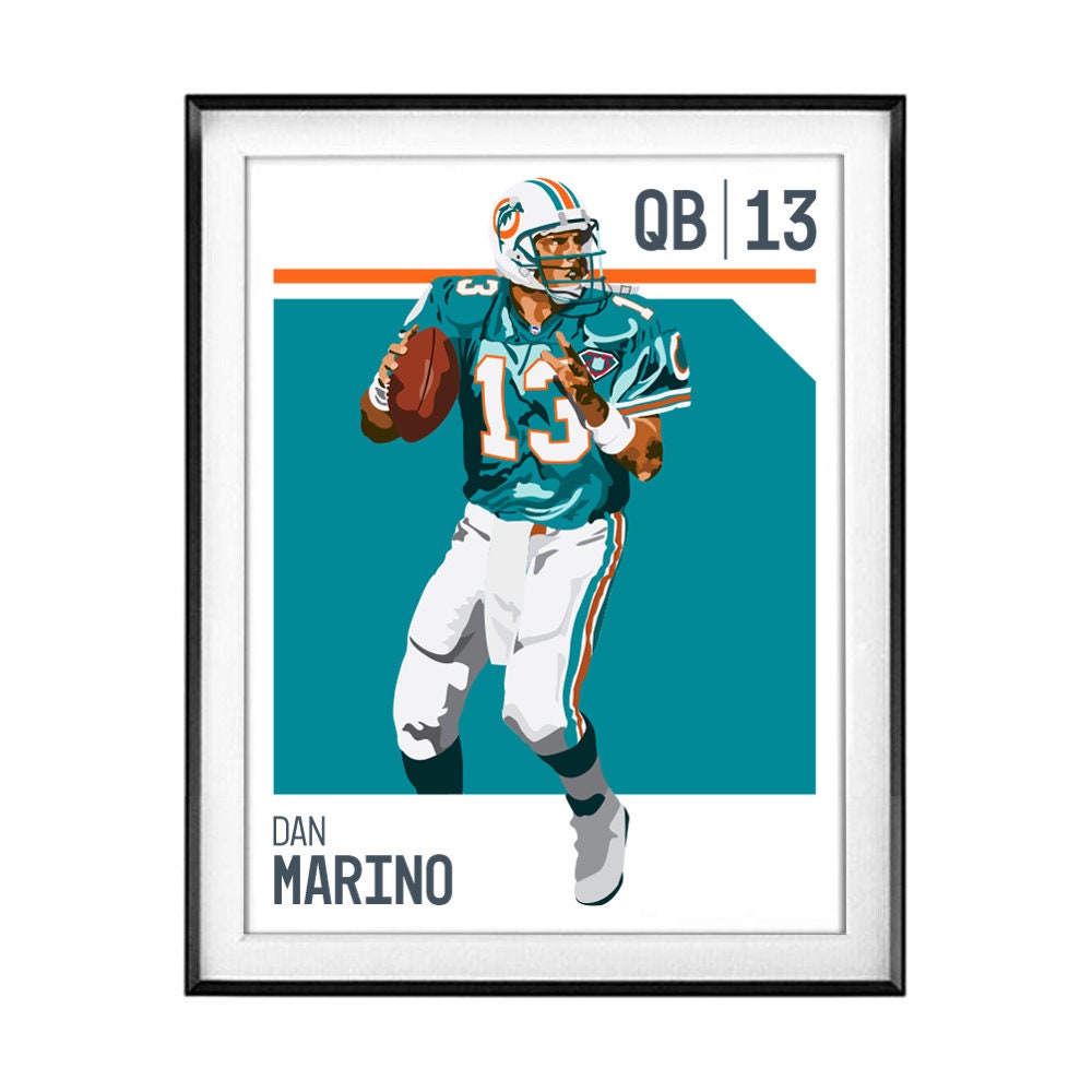 DAN MARINO Art Print, Vector Illustration Poster, Pop Surrealism ...