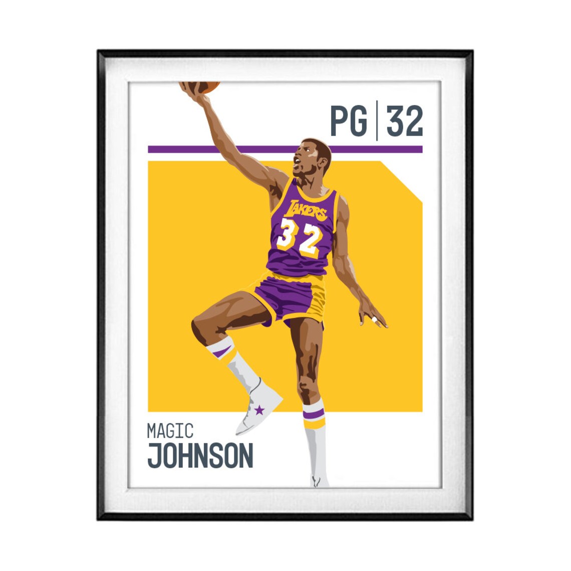 MAGIC JOHNSON Art Print, Vector Illustration Poster, Pop Surrealism ...