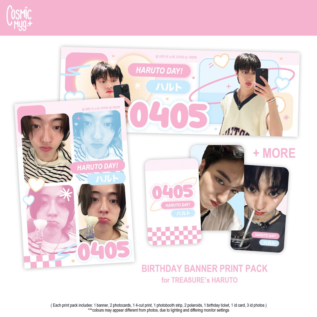 K-pop TREASURE Haruto FANART Birthday Mini Banner Print Pack 12 Pieces ...