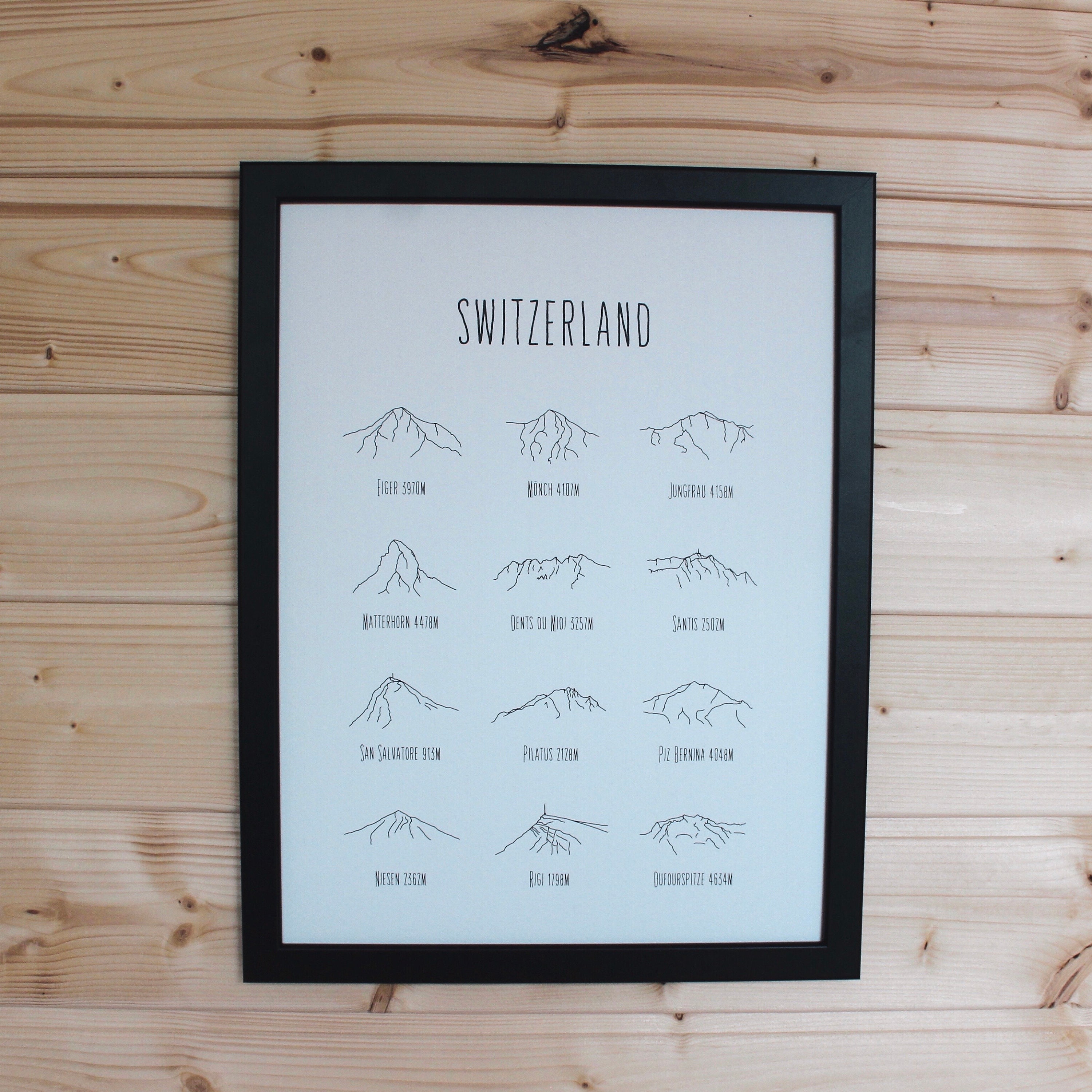 Switzerland Line Art Print Swiss Mountains Poster Swiss | Etsy