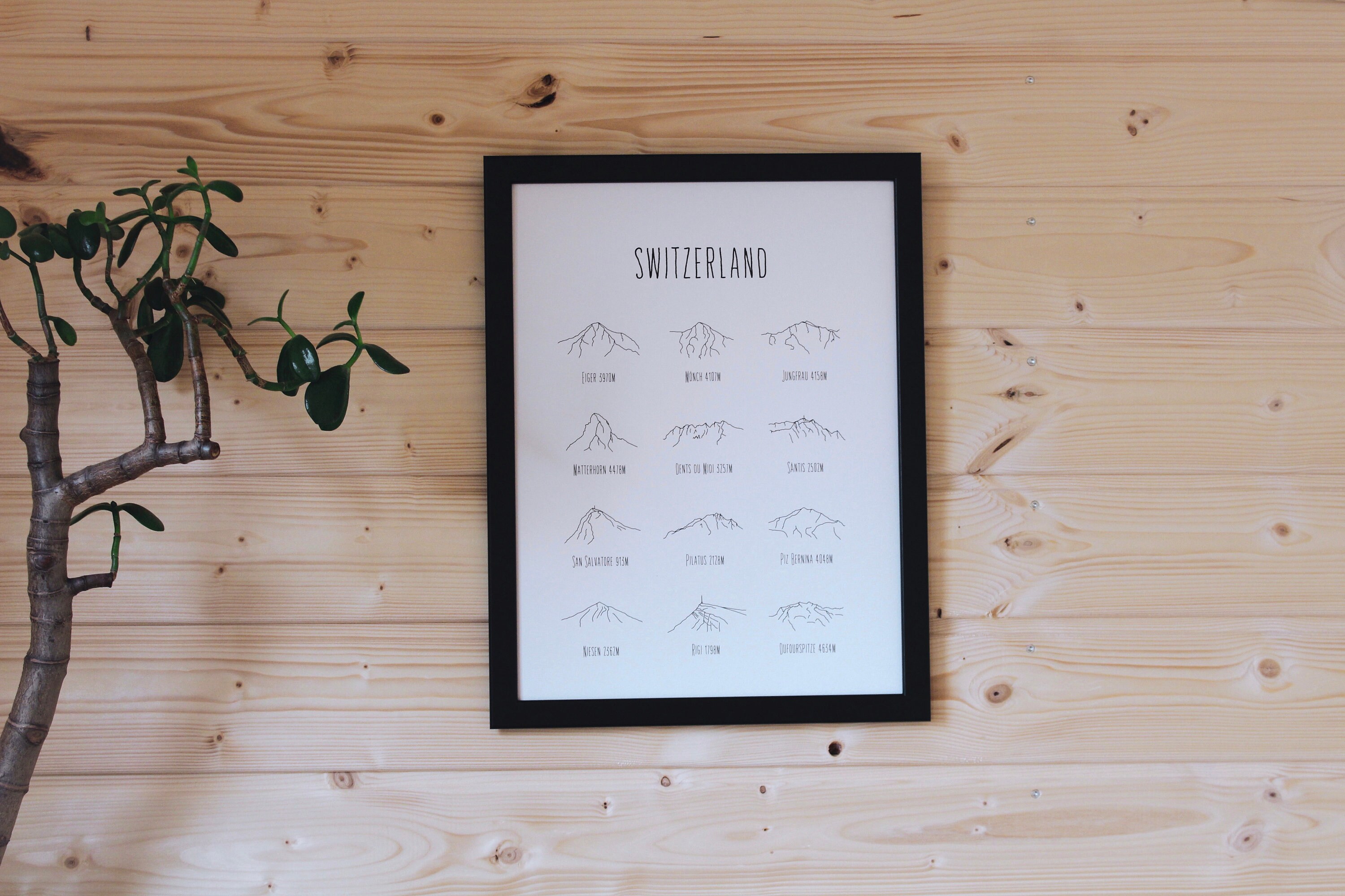 Switzerland Line Art Print Swiss Mountains Poster Swiss | Etsy