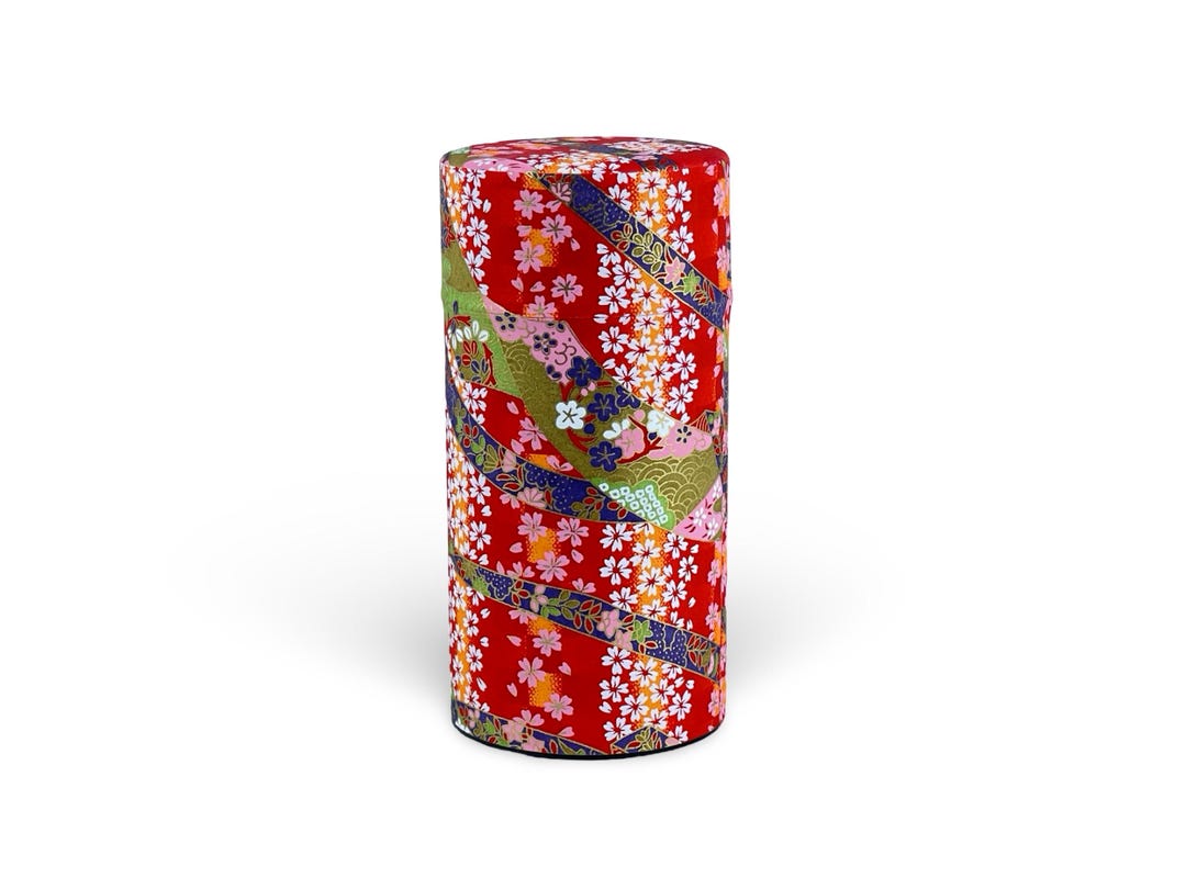 Japanese Red Matsuri Washi Paper Tea Tin Container - Shizen Cha - Etsy