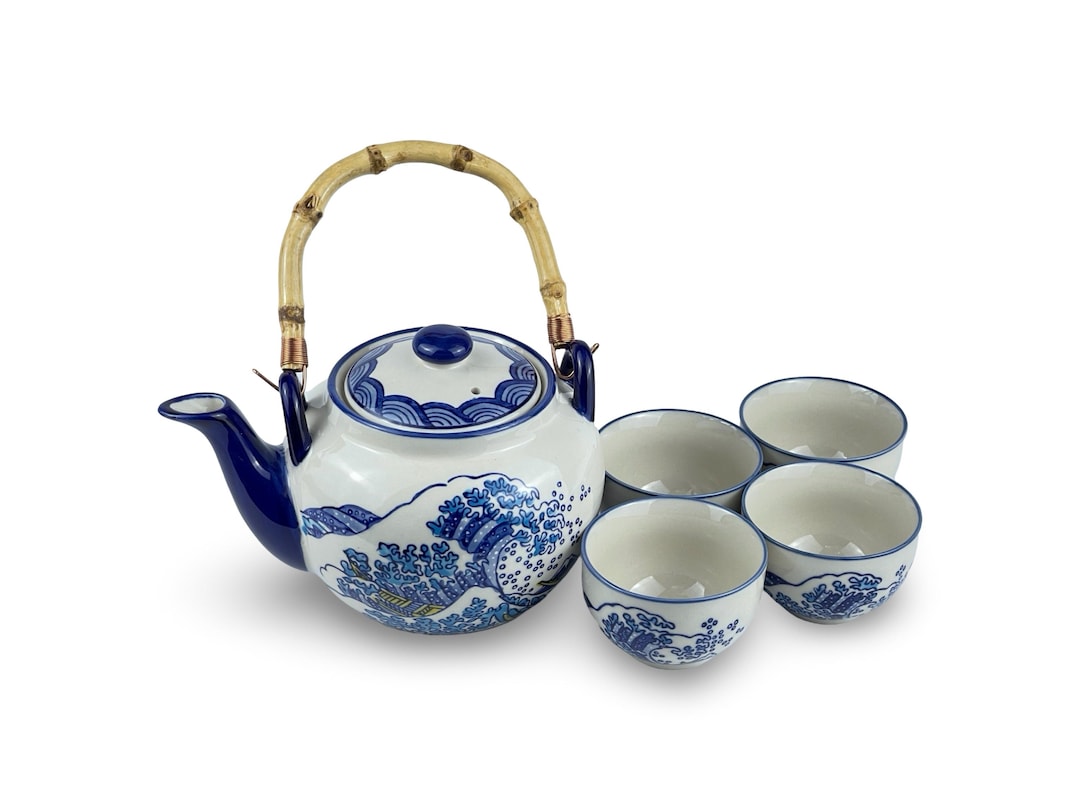 Japanese Ocean Wave Teapot Set Shizen Cha - Etsy