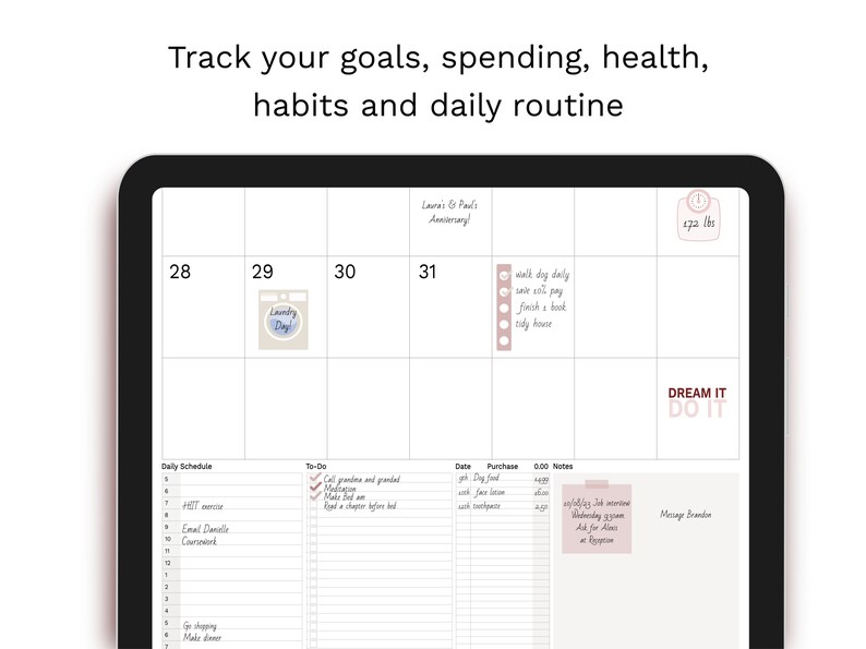 Monthly Digital Planner All-on-one Page Dated Android Monthly - Etsy