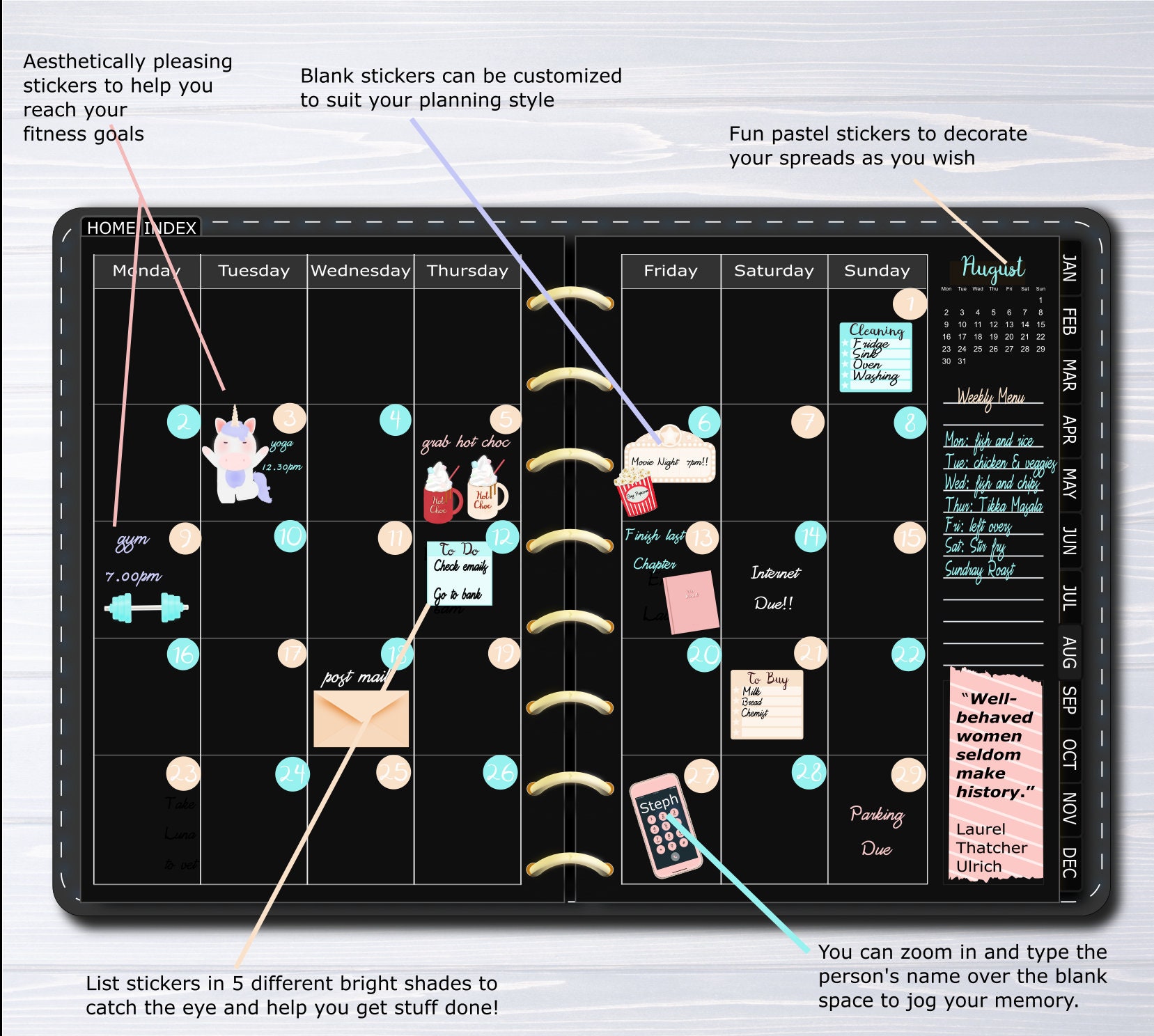 600 Digital Planner Stickers Pre-cropped PNG Transparent - Etsy UK