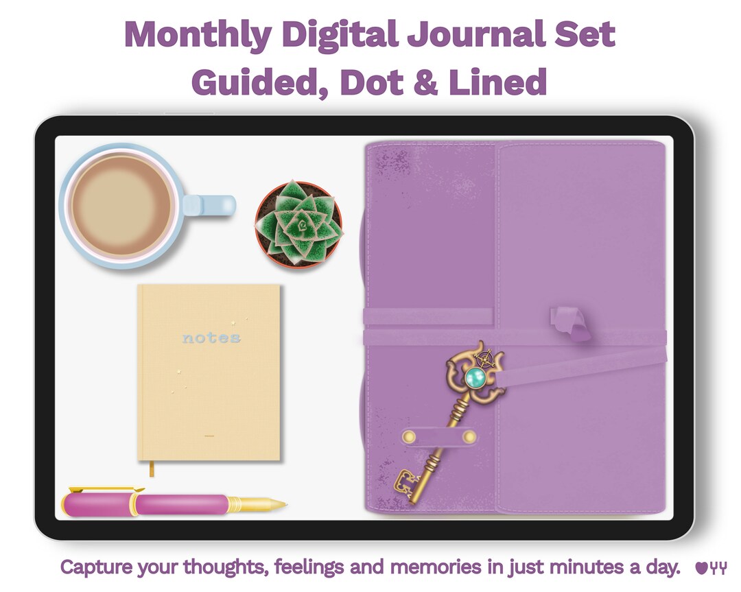 Undated Digital Journal: Monthly Planner With Stickers (PDF) - Etsy