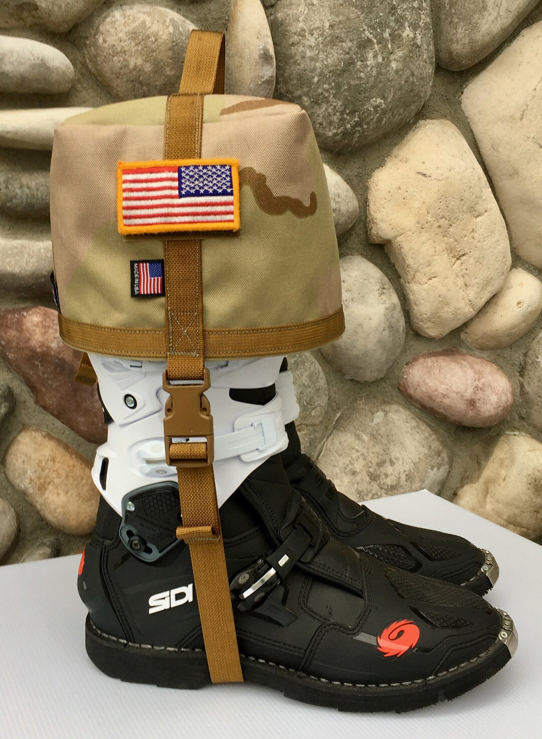 DCU Camouflage Pattern W/ Reverse USA Flag, Motocross Boot Carrier, W ...