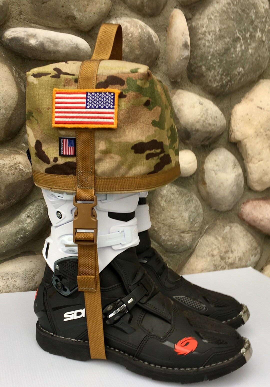 Scorpion Camouflage Pattern W/ USA Reverse Flag, Motocross Boot Carrier ...