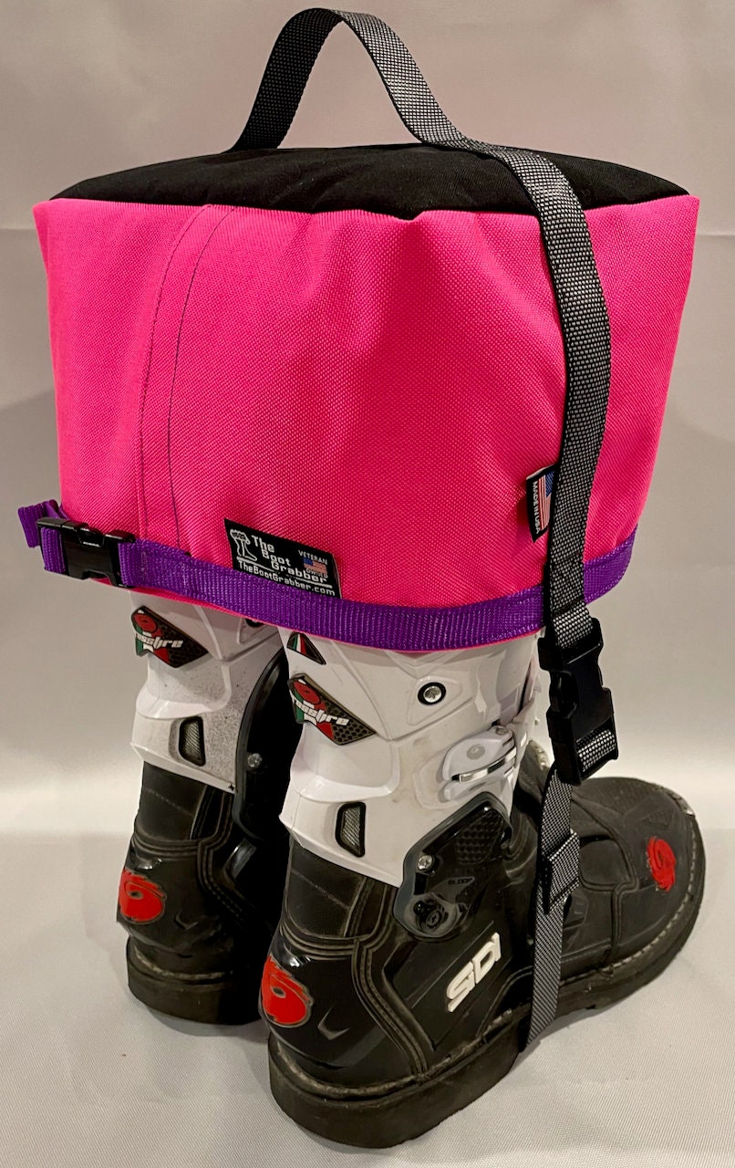 The 'T1', Hot Pink With Purple Webbing Motocross Boot Carrier, the ...