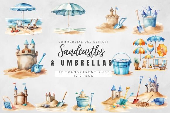 Sandcastles at the Beach PNG Clipart Images for Sublimation ...
