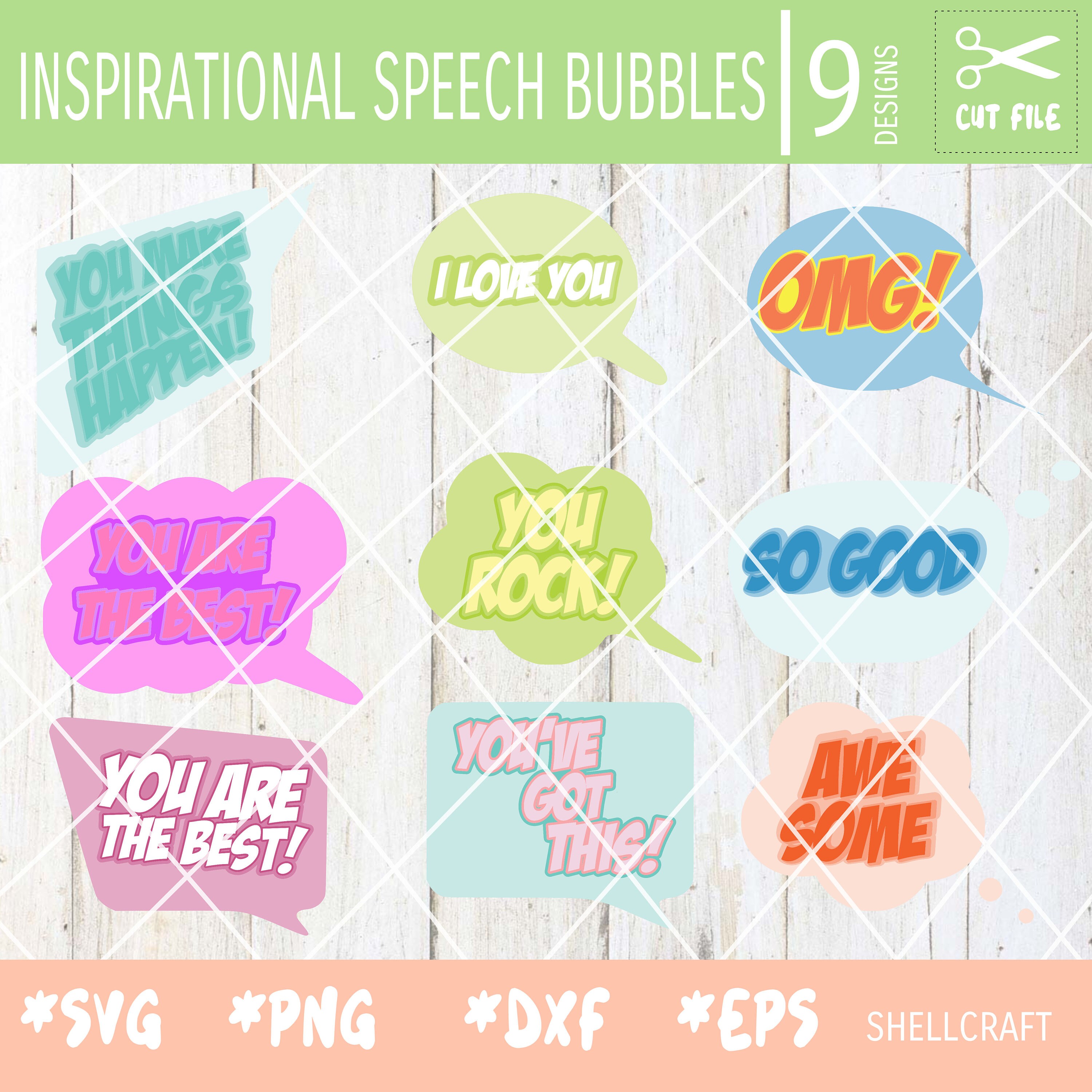 Inspirational Speech Bubbles SVG PNG JPEG Instant Digital Download ...