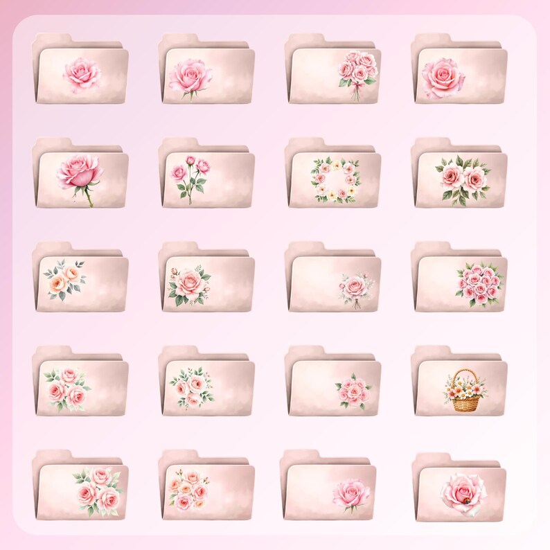 English Rose Folder Icon Set, 25 Icons Mac and Windows, Floral Desktop ...