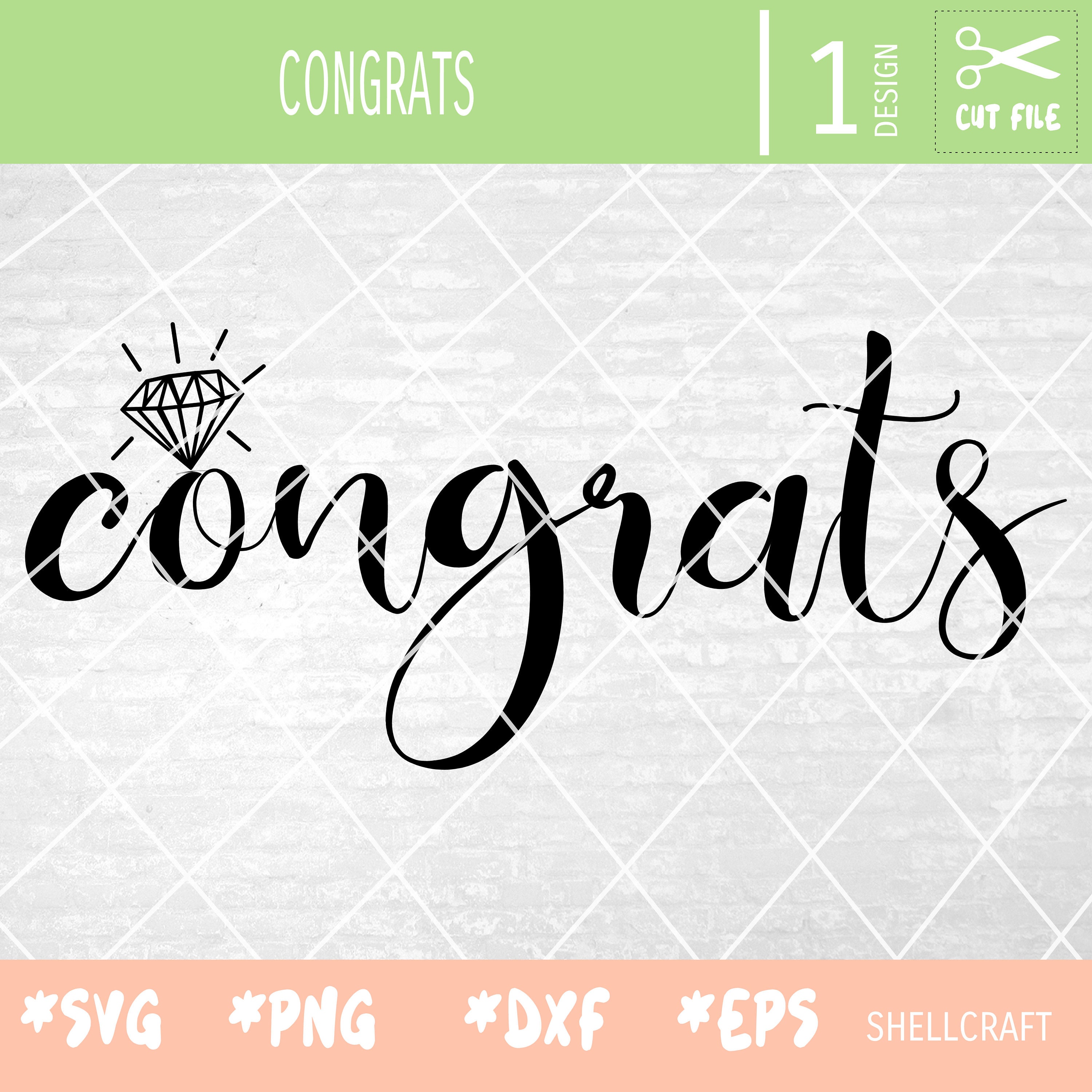 Congrats SVG Clip Art Download in Format PNG JPEG for Silhouette Cameo ...