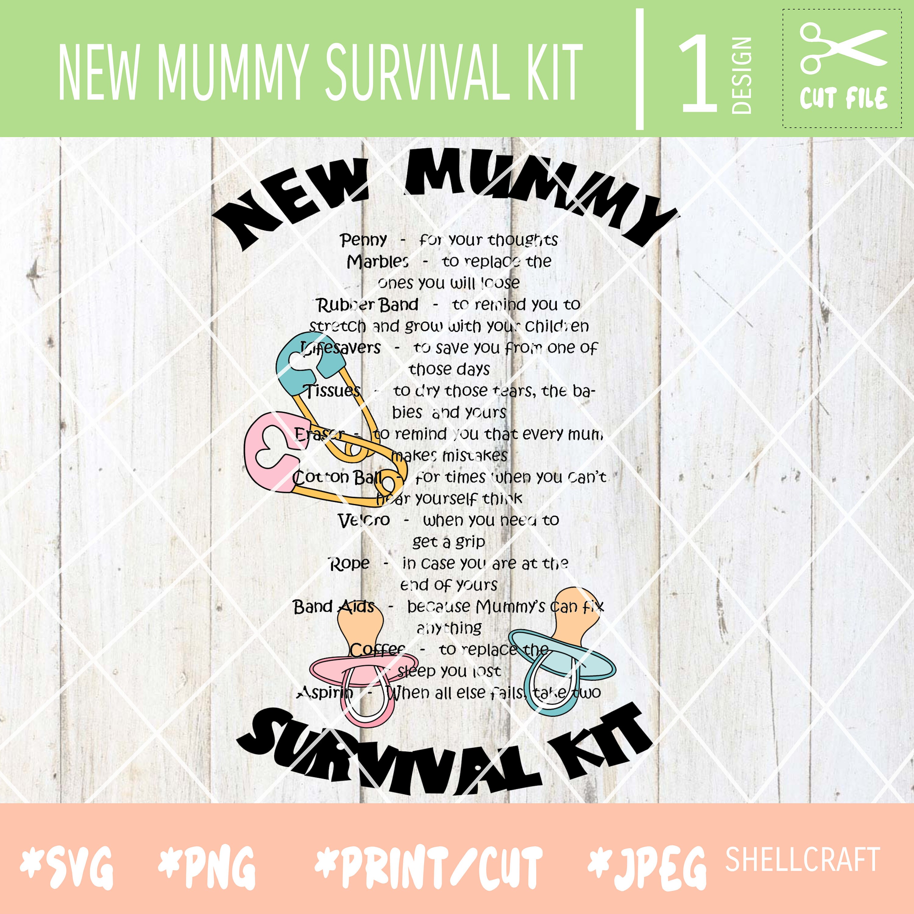 New Mummy Survival Kit Printable, Just Print and Cut, Place Onto a Bag ...