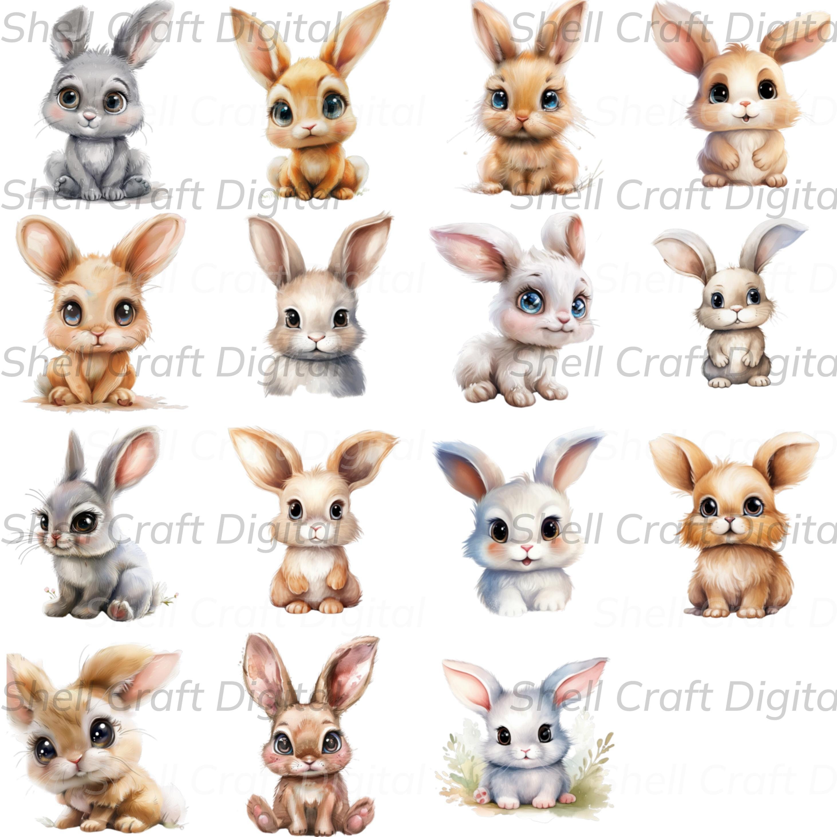 Sweet Baby Rabbit Clipart Set 15 Png Images for Nursery Baby Shower ...