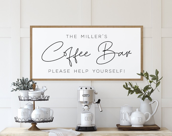 Personalized Coffee Bar Sign, Custom Coffee Station, Wood Sign, Last ...