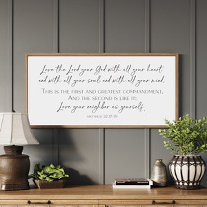 Love the Lord Your God, Matthew 22:37-39 Scripture Wood Sign, Bible ...