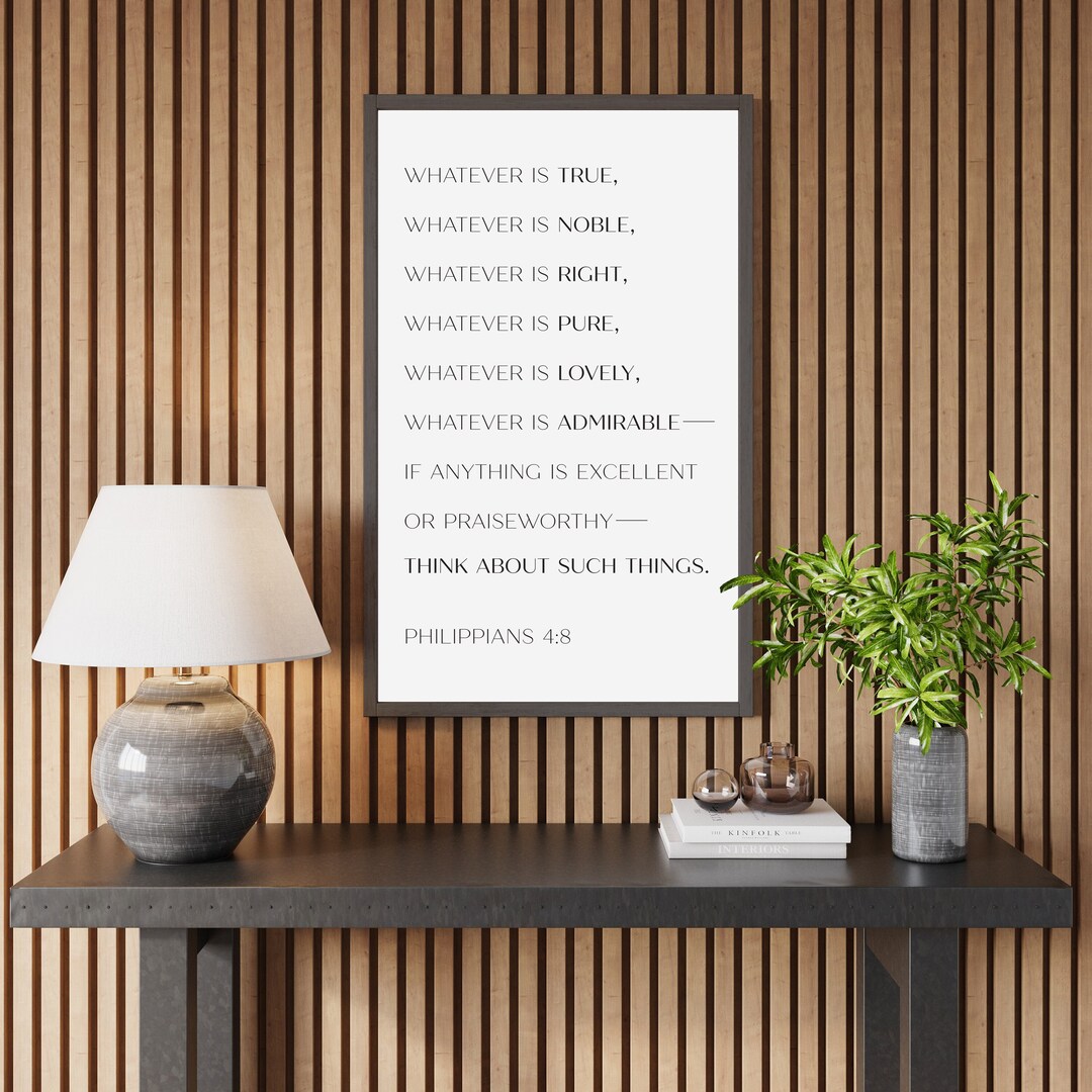 Philippians 4:8, Whatever is True, Bible Verse Wall Art, Scripture ...