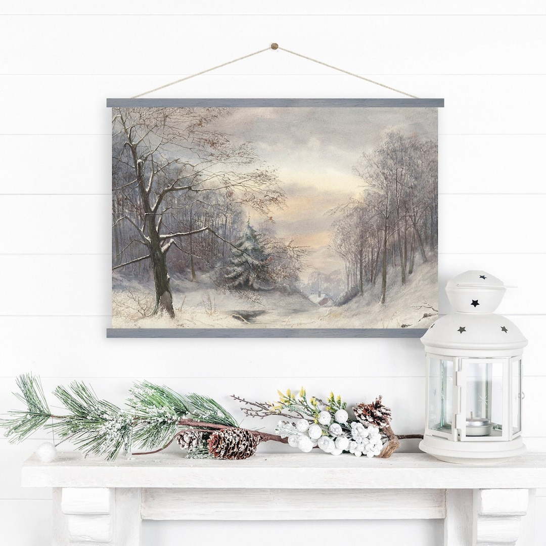 Winter Decor, Winter Landscape Scene, Winter Canvas Wall Art, Snowy ...