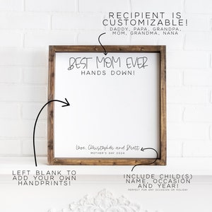 DIY Mothers Day Handprint Sign, Personalized Gift From Kids, Best Mom ...