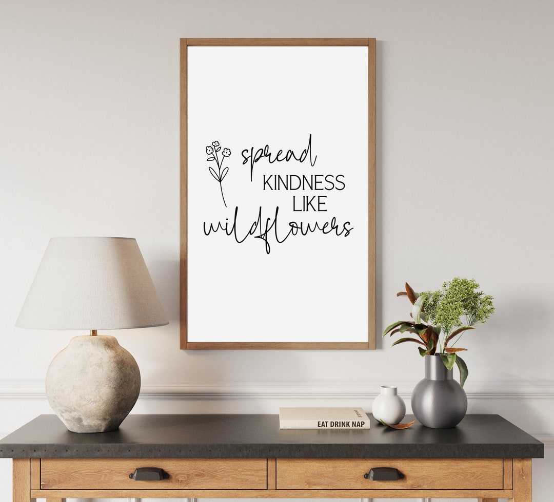 Be Kind Wall Art, Botanical Wall Art, Home Wall Decor, Spread Kindess ...