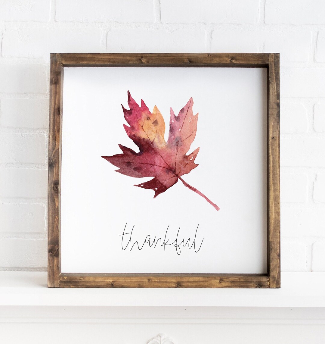Thankful Fall Sign, Thanksgiving Decor With Leaves, Wood Framed Signs ...