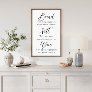 Bread Salt Wine Sign, It's a Wonderful Life Quote, Home Decor ...