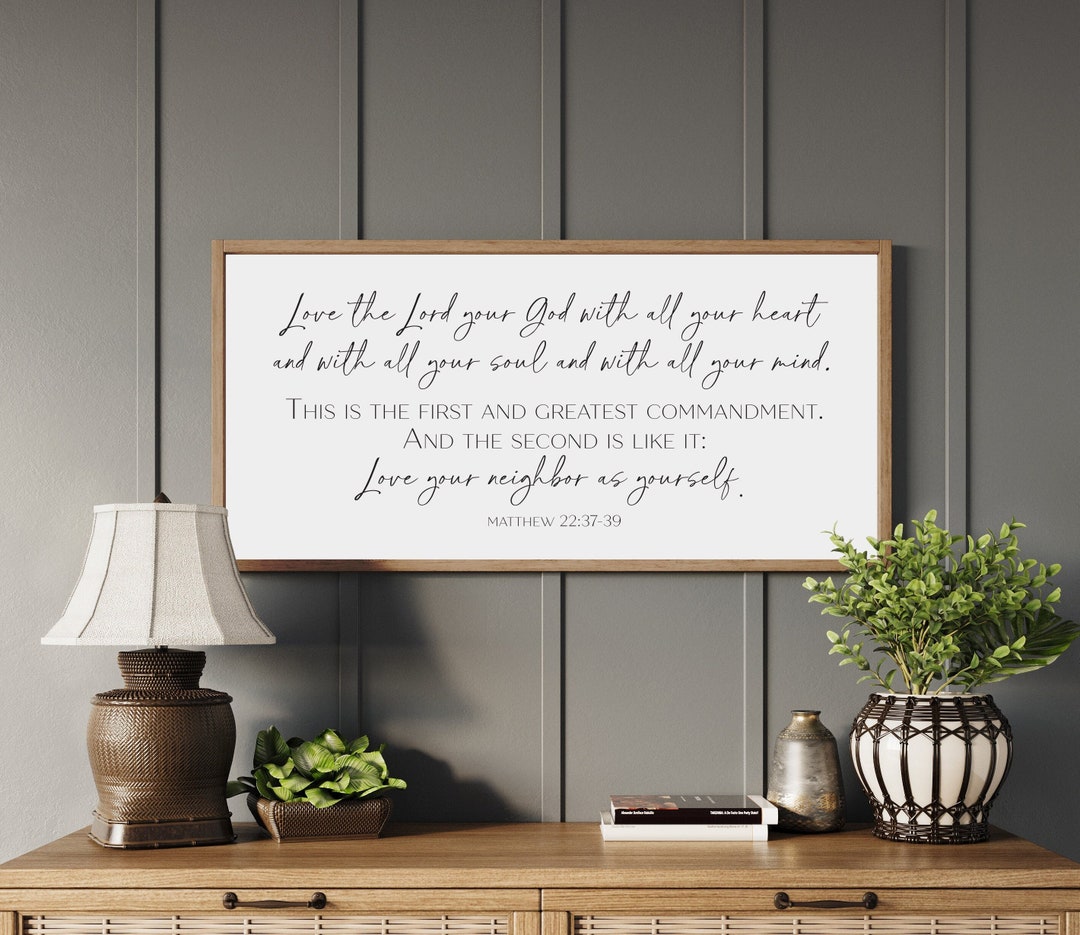 Love the Lord Your God, Matthew 22:37-39 Scripture Wood Sign, Bible ...
