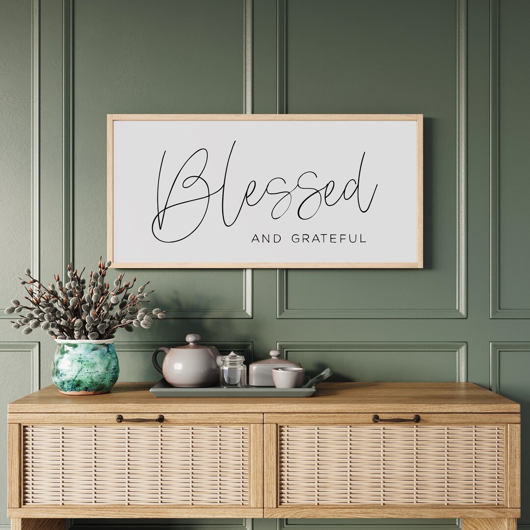 Blessed and Grateful Sign, Farmhouse Wall Decor, Home Sign, Rustic Wood ...