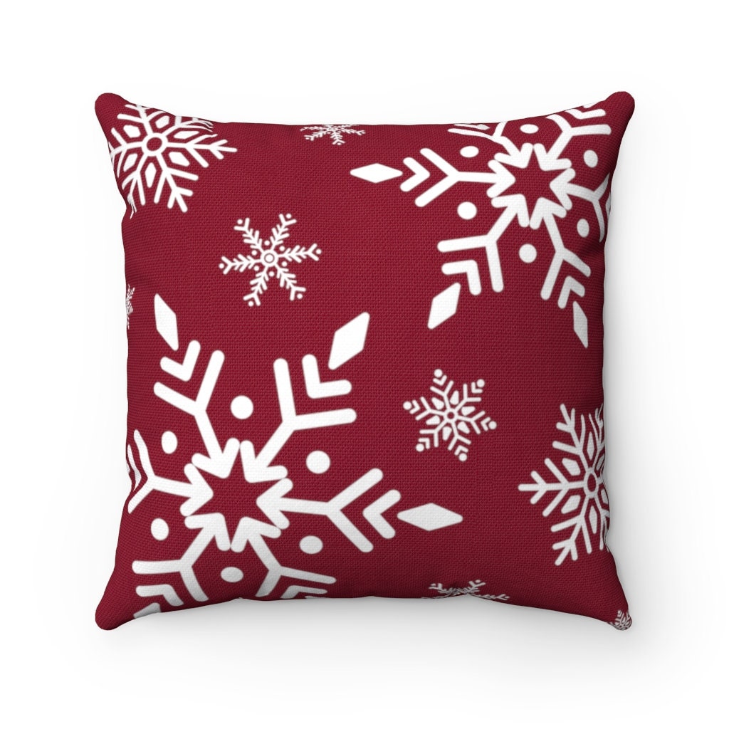 Red Snowflake Pillow Outdoor Christmas Pillows Christmas - Etsy