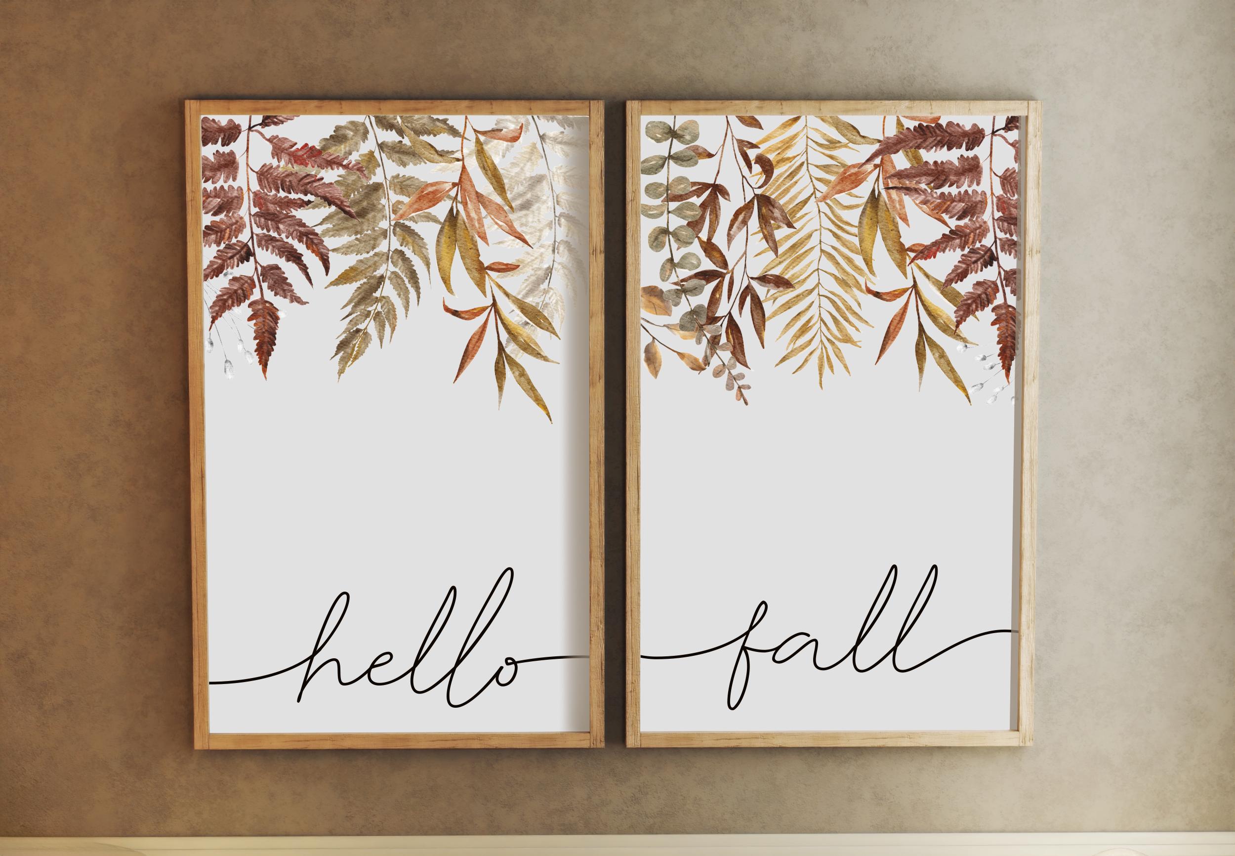Fall Wall Decor, Hello Fall Sign, Botanical Wall Art, Fall Decor, Fall ...