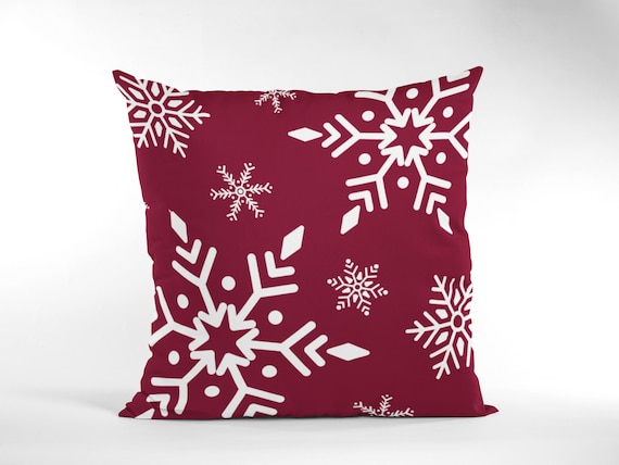 Red Snowflake Pillow Outdoor Christmas Pillows Christmas | Etsy