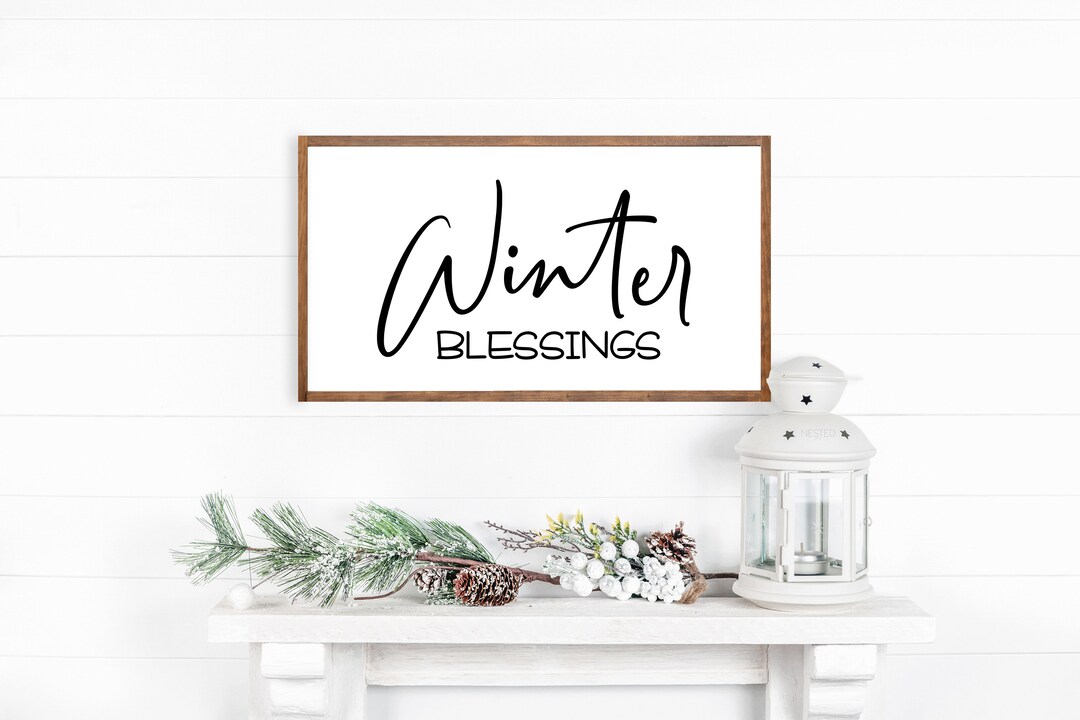 Winter Blessings Sign-holiday Wood Sign-christmas Signs Wood Framed ...