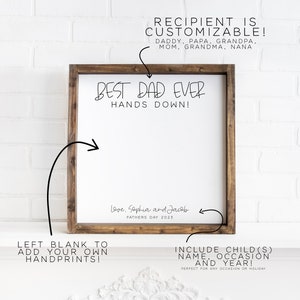 DIY Handprint Sign, Personalized Gift From Kids, Best Dad Ever Hands ...