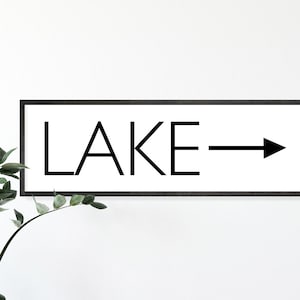 Lake Sign With Direction, Custom Directional Sign, Lake House Decor ...