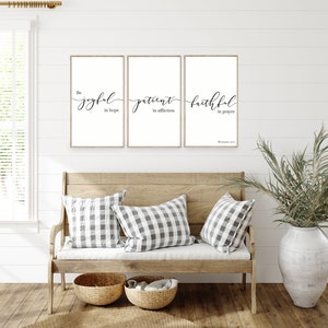 Scripture Wall Art, Romans 12 12, Set of 3, Wood Framed Signs, Be ...