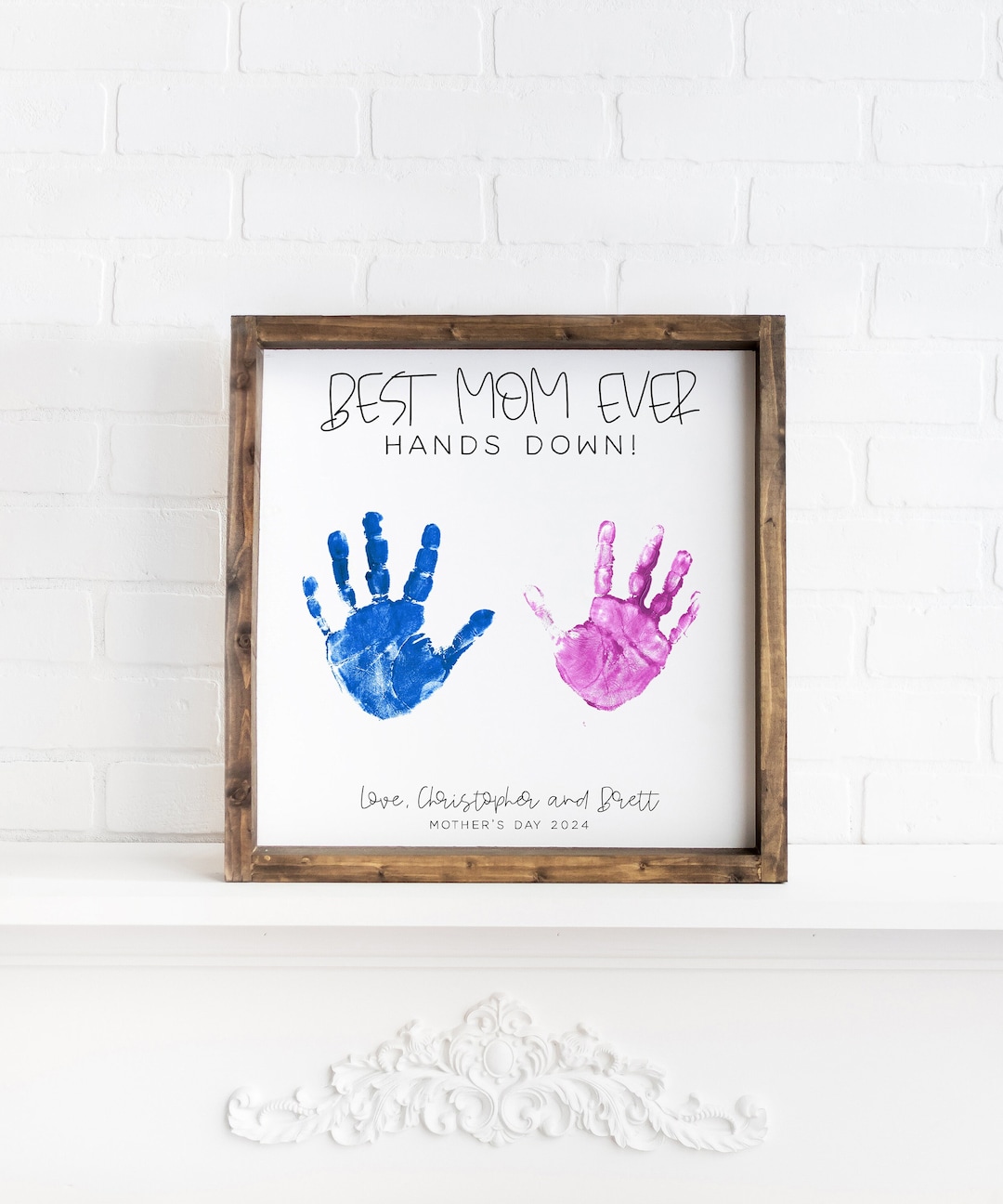 DIY Mothers Day Handprint Sign, Personalized Gift From Kids, Best Mom ...
