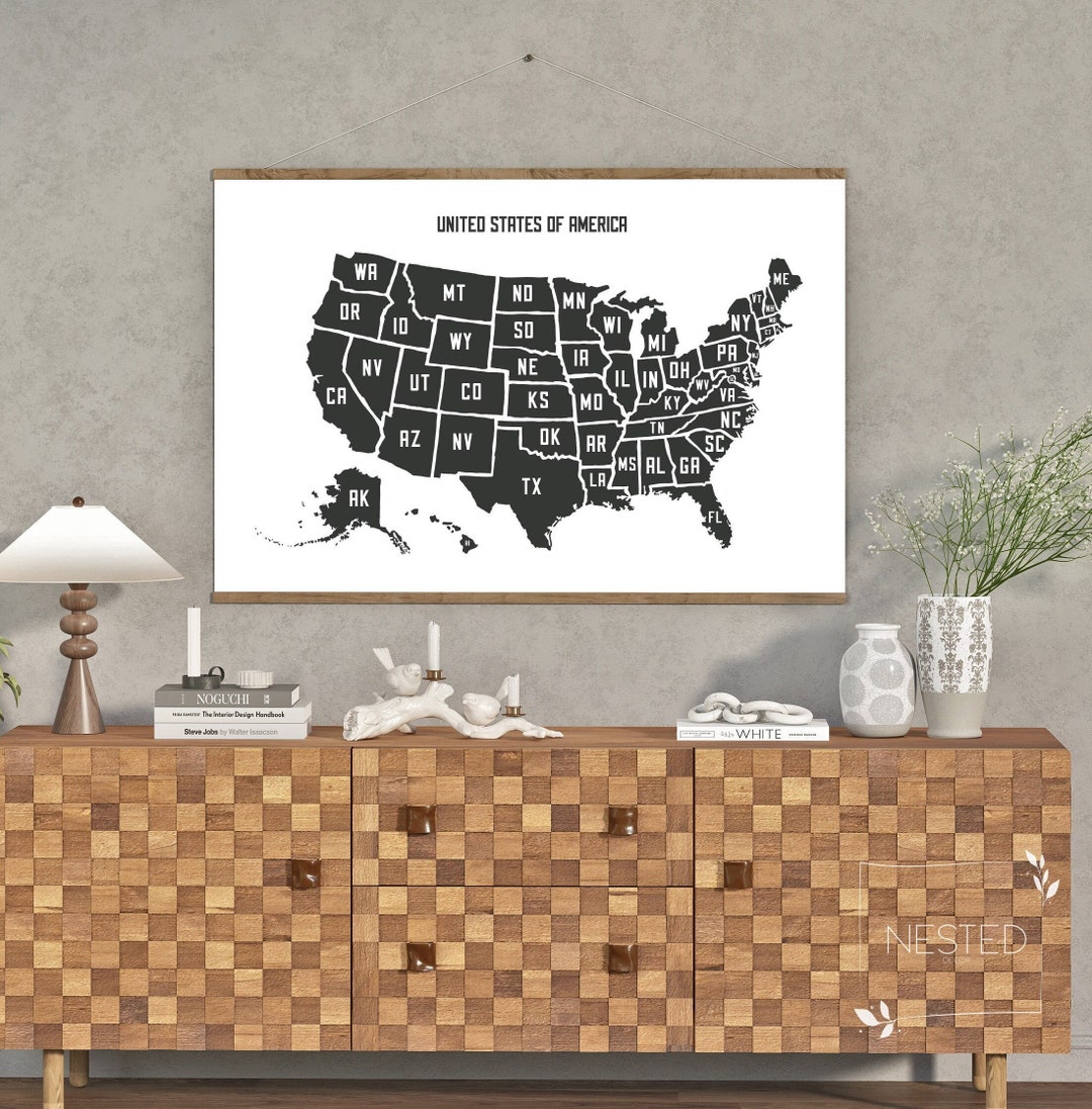 USA Map Wall Decor, Hanging Canvas United States Map, Home School Wall ...