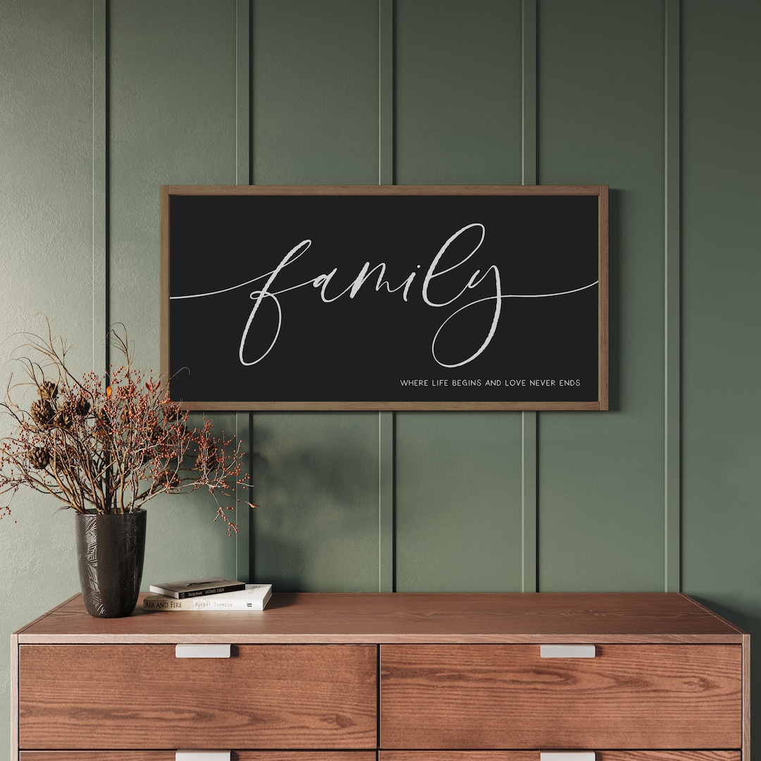 Family Sign, Home Wall Decor, Family Where Life Begins and Love Never ...