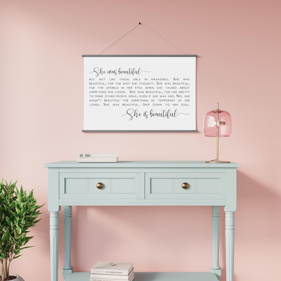 She Was Beautiful Sign, Girls Room Wall Decor, Wall Hanging With Quotes ...