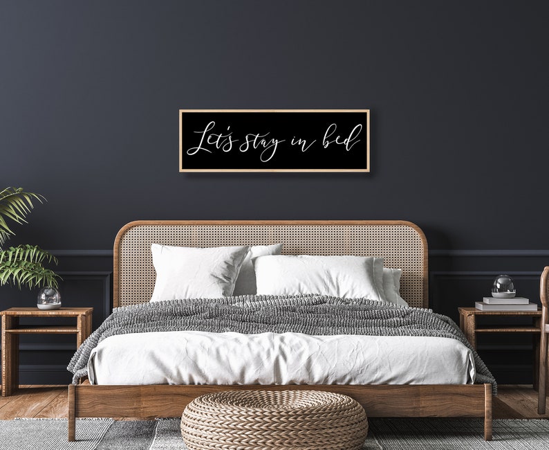 Bedroom Signs Let's Stay in Bed Sign Above Bed Wall Art - Etsy