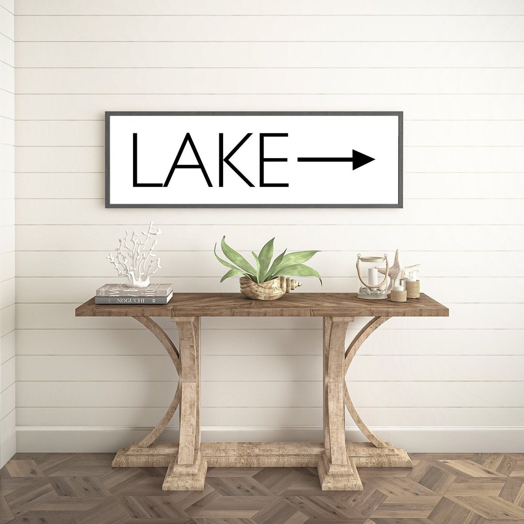 Lake House Decor, Custom Directional Sign to Lake, Lake Left Arrow/lake ...