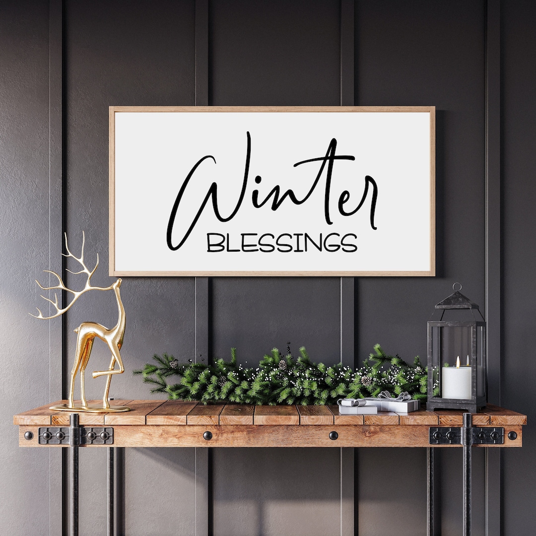 Winter Blessings Sign-holiday Wood Sign-christmas Signs- Wood Framed ...