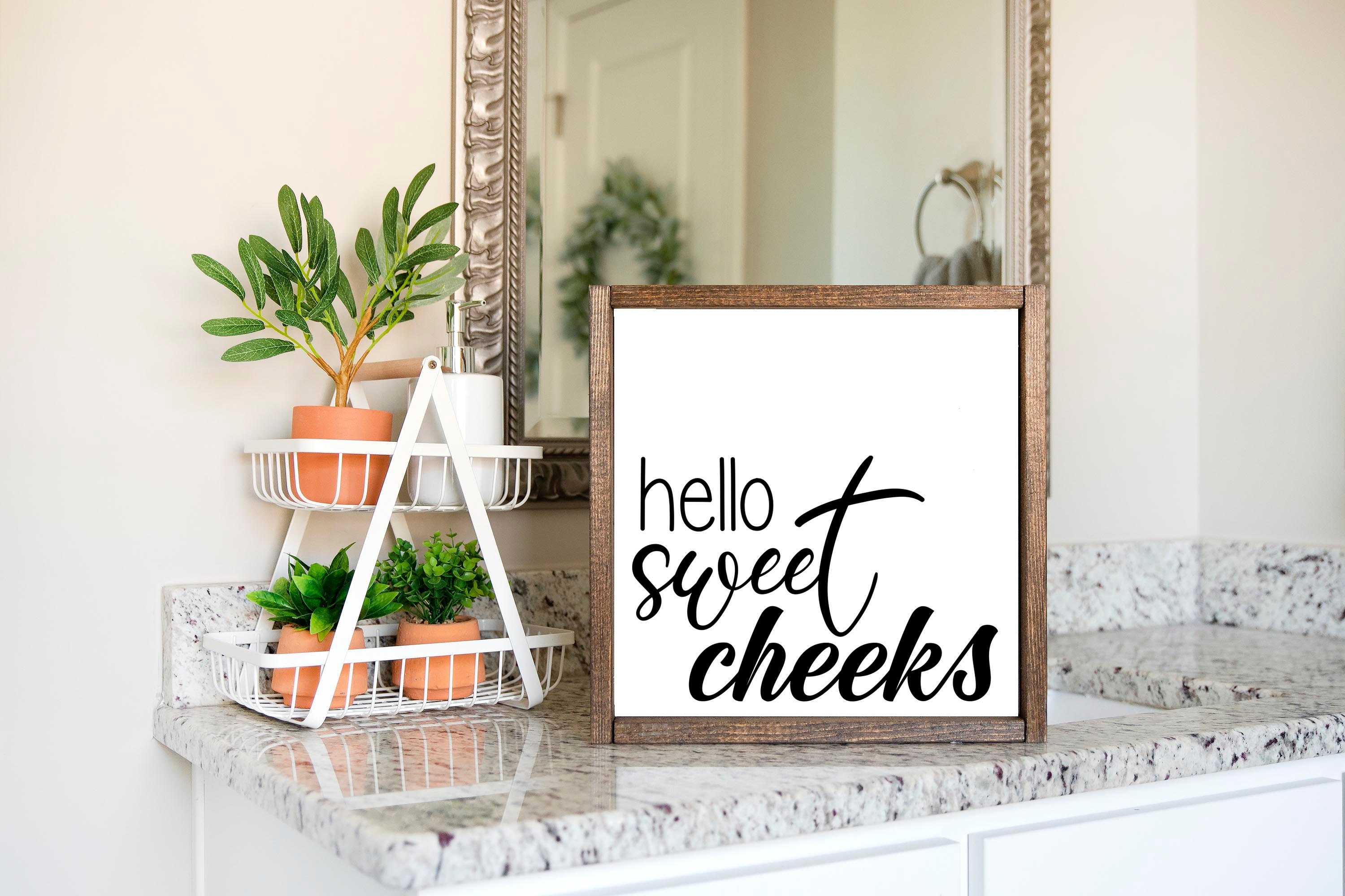 Hello Sweet Cheeks Sign Bathroom Wall Decor Farmhouse - Etsy