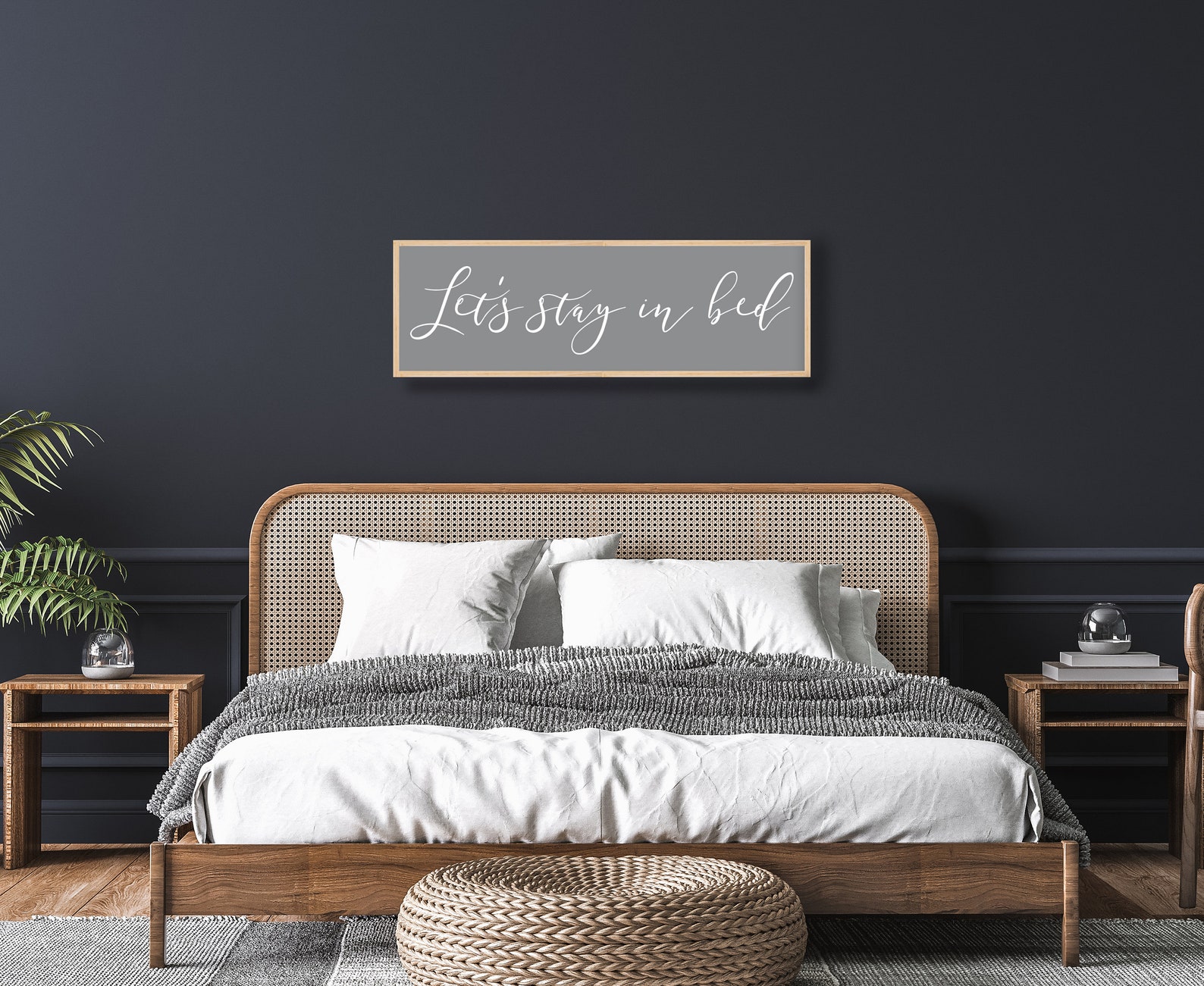 Bedroom Signs Let's Stay in Bed Sign Above Bed Wall Art - Etsy