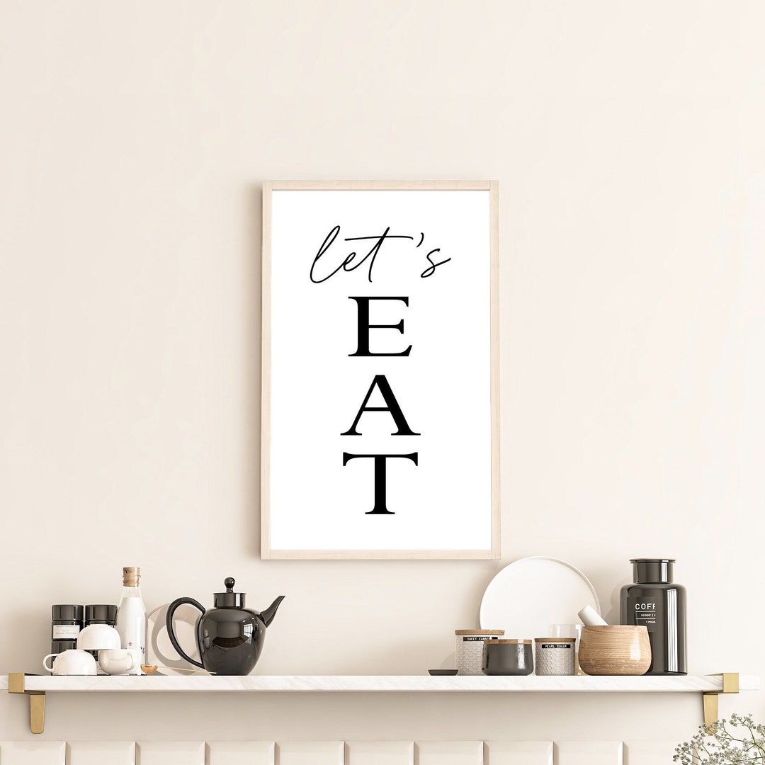 Kitchen Decor, Kitchen Signs, Wall Decor, Let's Eat Wood Framed Sign ...