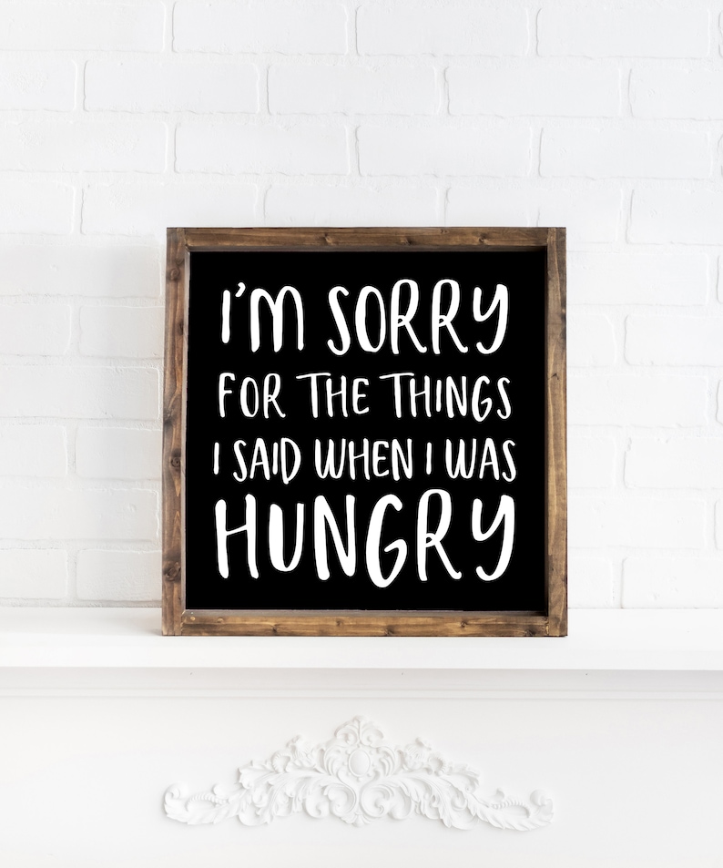 Funny Hangry Sign: Farmhouse Kitchen Wood Framed Decor - Etsy