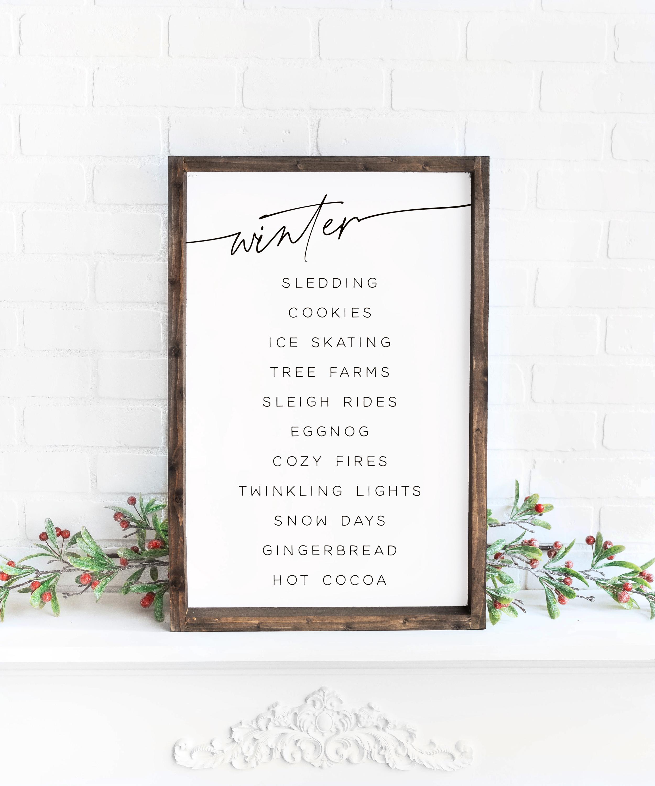 Winter Sign, Winter Bucket List, Wooden Signs for Winter, Winter Home ...